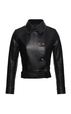 Magda Butrym High Neck Leather Jacket - Black