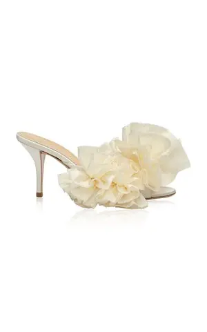 Magda Butrym Satin Mules With Floral Embellishment - Ivory