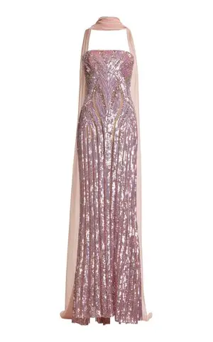 Elie Saab Sequined Strapless Gown - Pink