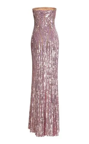 Elie Saab Sequined Strapless Gown