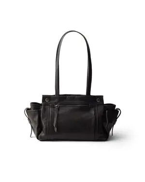 Prada Route Medium Leather Tote Bag - Black