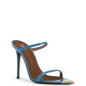 GIUSEPPE ZANOTTI Intriigo Jewelry 105 Patent Leather Stiletto Mules - Blue