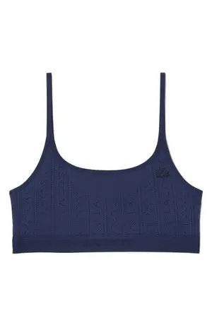 Lacoste Logo Pointelle Bralette - Navy Blue