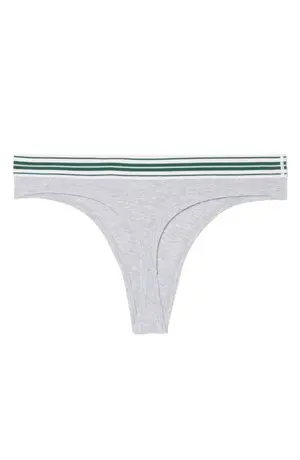 Lacoste High Waist Stretch Cotton Jersey Thong - Silver Chine