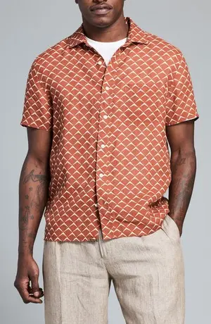 Billy Reid Pagoda Short Sleeve Linen Button-up Shirt