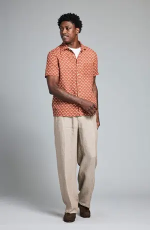 Billy Reid Pagoda Short Sleeve Linen Button-up Shirt