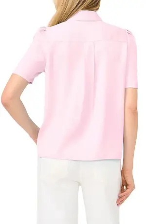 Halogen Puff Sleeve Button-up Top - Ballerina