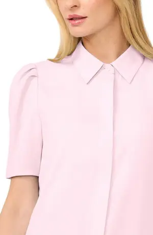 Halogen Puff Sleeve Button-up Top - Ballerina