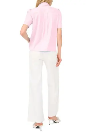 Halogen Puff Sleeve Button-up Top - Ballerina