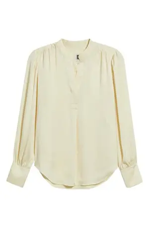 Anne Klein Pleated Satin Balloon Sleeve Top