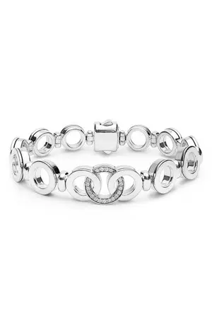Lagos Signature Caviar Diamond Link Bracelet - Silver