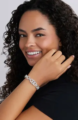 Lagos Signature Caviar Diamond Link Bracelet - Silver