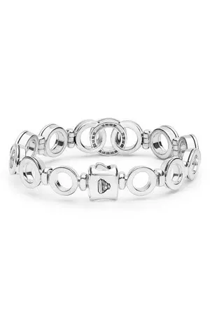 Lagos Signature Caviar Diamond Link Bracelet - Silver