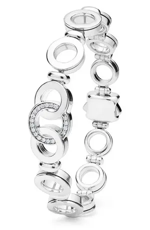 Lagos Signature Caviar Diamond Link Bracelet - Silver