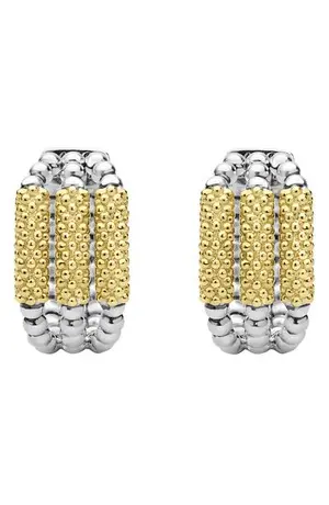 Lagos Caviar Bar Huggie Hoop Earrings - Silver/gold