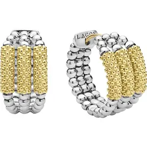 Lagos Caviar Bar Huggie Hoop Earrings - Silver/gold