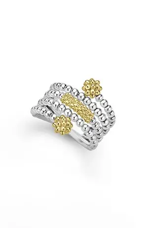 Lagos Caviar Icon Bead & Bar Ring - Silver/gold