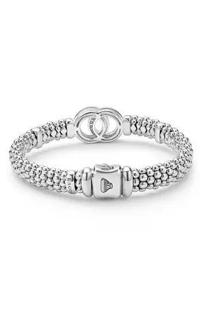 Lagos Signature Caviar Interlocking Diamond Bracelet - Silver