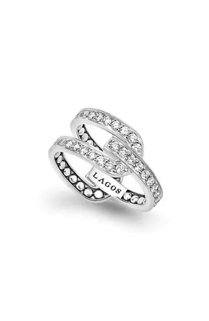 Lagos Caviar Spark Linear Diamond Ring - Silver