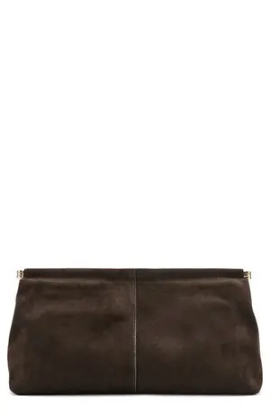 Mango Suede Clutch - Chocolate