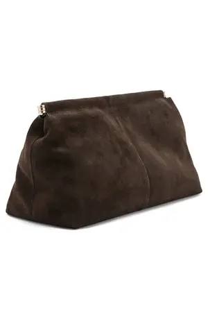 Mango Suede Clutch With Golden Hardware