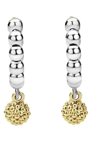 Lagos Two-tone Caviar Beaded Huggie Hoop Earrings