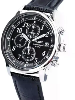 SEIKO PREOWNED Steel Chronograph 41mm Watch - Black