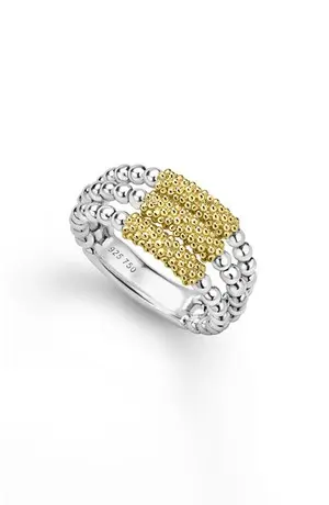 Lagos Two-tone Caviar Three Row Ring - Gold