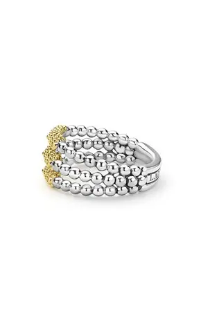 Lagos Two-tone Caviar Three Row Ring