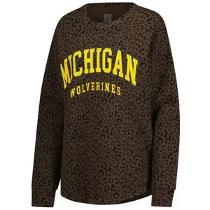 GAMEDAY COUTURE Michigan Wolverines Leopard Oversized Sweatshirt