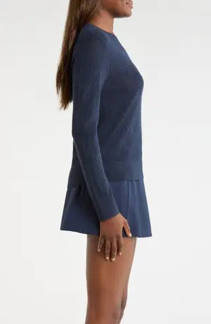 G/fore Pointelle Knit Crewneck Sweater - Twilight