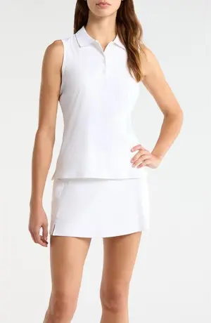G/fore Sleeveless Stretch Golf Polo Top - Snow