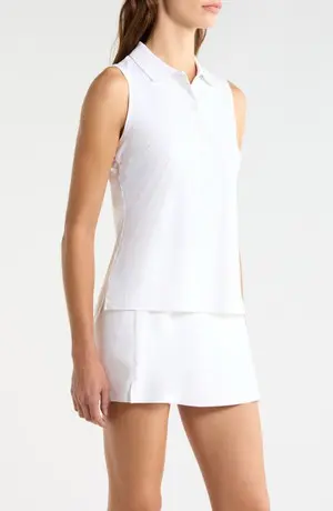G/fore Sleeveless Stretch Golf Polo Top - Snow