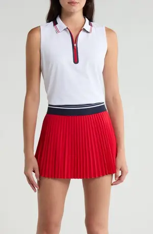 G/fore Sleeveless Quarter Zip Polo - Snow/lava