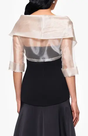 Betsy & Adam Organza Wrap Jacket - Khaki