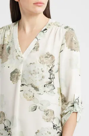 Anne Klein Floral Popover Top