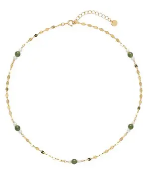 SEREE Elena Jade And Freshwater Pearl Beaded Necklace