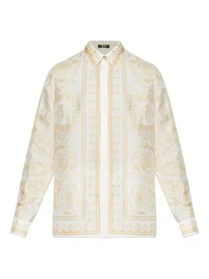 Versace Barocco Print Silk Shirt - Gold