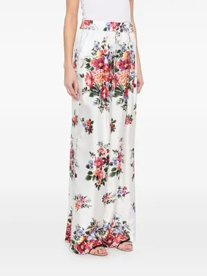 Dolce & Gabbana Floral Print Silk Trousers