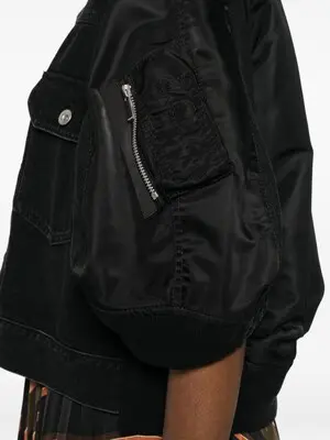 Sacai Nylon And Denim Jacket - Black