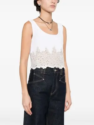 Ermanno Scervino Lace-trimmed Knitted Tank Top