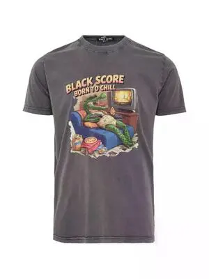 Black Score Short Sleeve T-shirts For Men