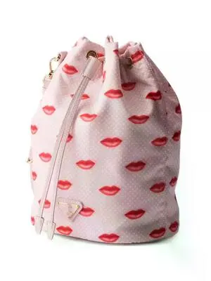 Prada Re-nylon Printed Drawstring Bucket Bag - Pink