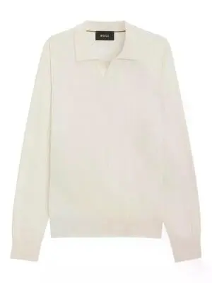 BOSS Waffle Knit V-neck Long Sleeve Sweater