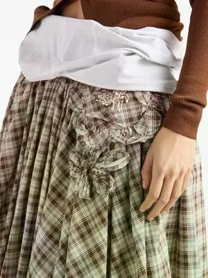 Prada Embroidered Checked Poplin Dress - Neutrals