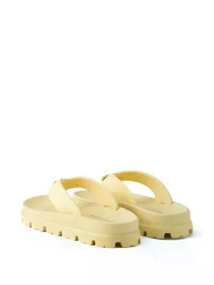 Prada Enameled-triangle Sandals - Yellow