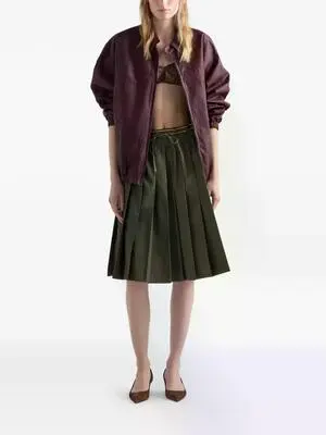 Prada Pleated Poplin Midi Skirt - Green