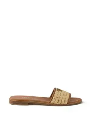 Prada Leather And Crochet Slides