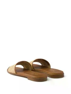 Prada Leather And Crochet Slides