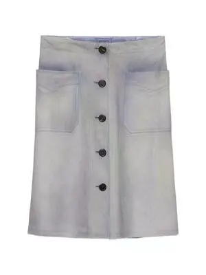 Prada Suede Button-up Patch Pocket Skirt